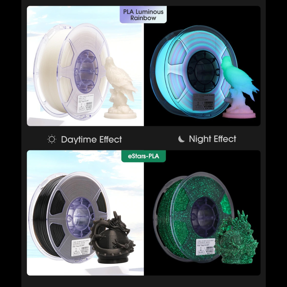 eSun PLA Luminous Rainbow / eStars-PLA Glow In The Dark 1.75mm 1KG 3D ...