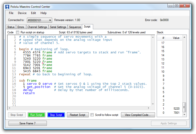 Mini Maestro 12-Channel USB Servo Controller (Assembled) Pololu 1352