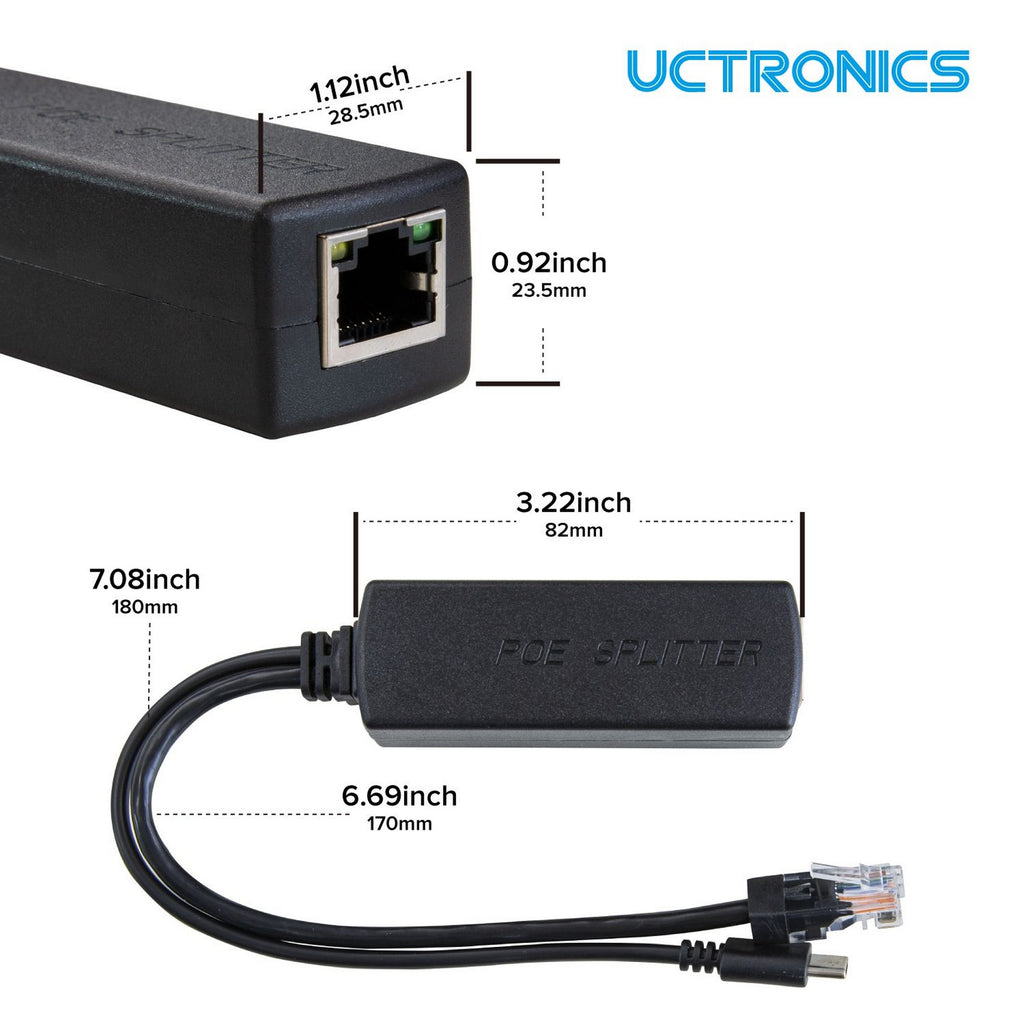 UCTRONICS PoE Splitter USB-C 5V - Active PoE to USB C Adapter, IEEE 80 ...