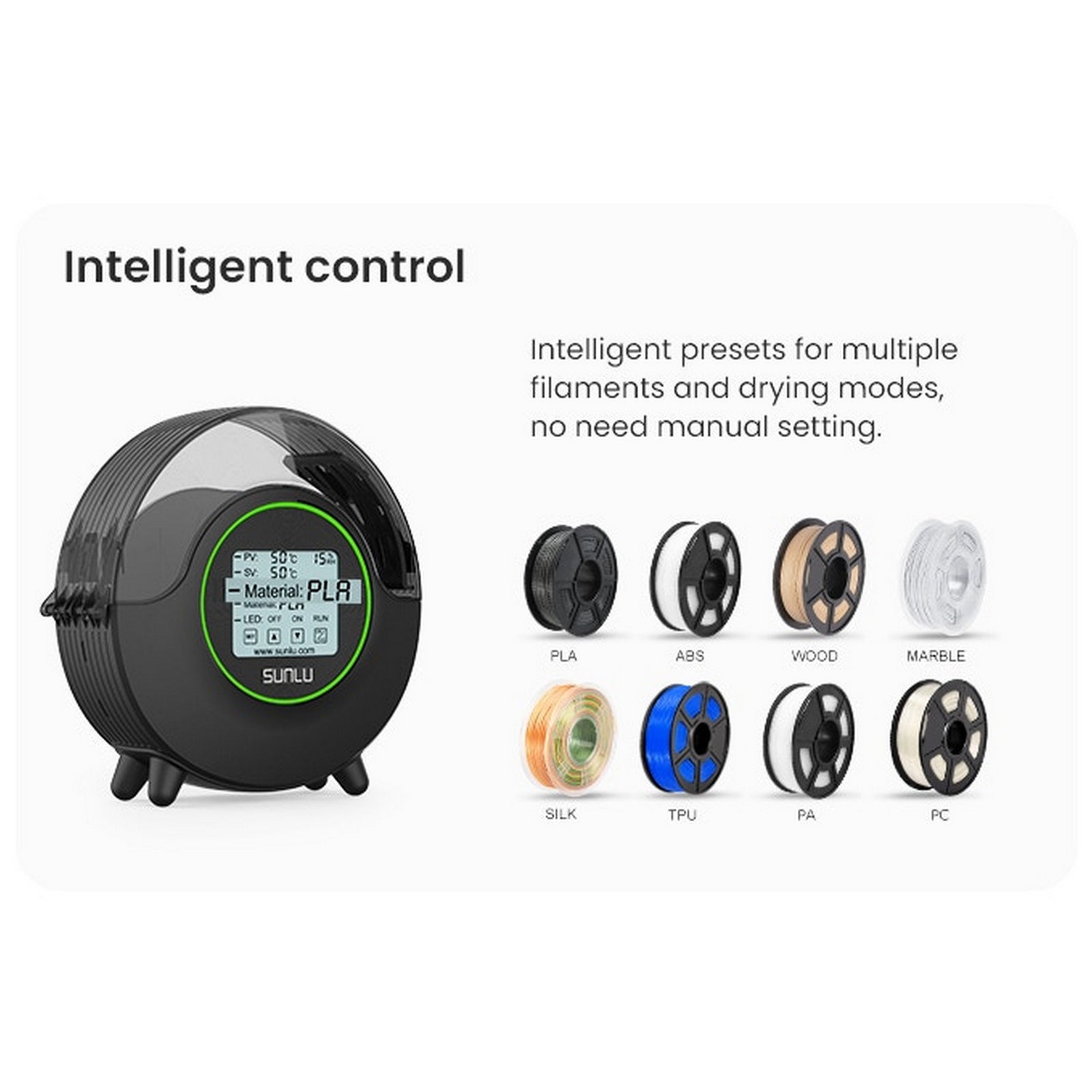 SUNLU FilaDryer S2 3D Printer Filament Dryer Box (Upgraded Version wit ...