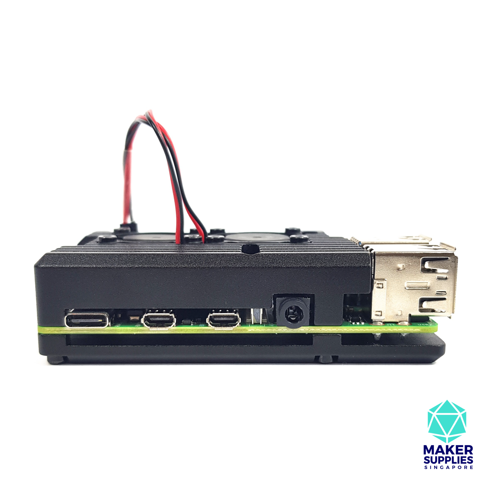 Raspberry Pi 4 Aluminium Casing with Cooling Fans – MakerSupplies Singapore