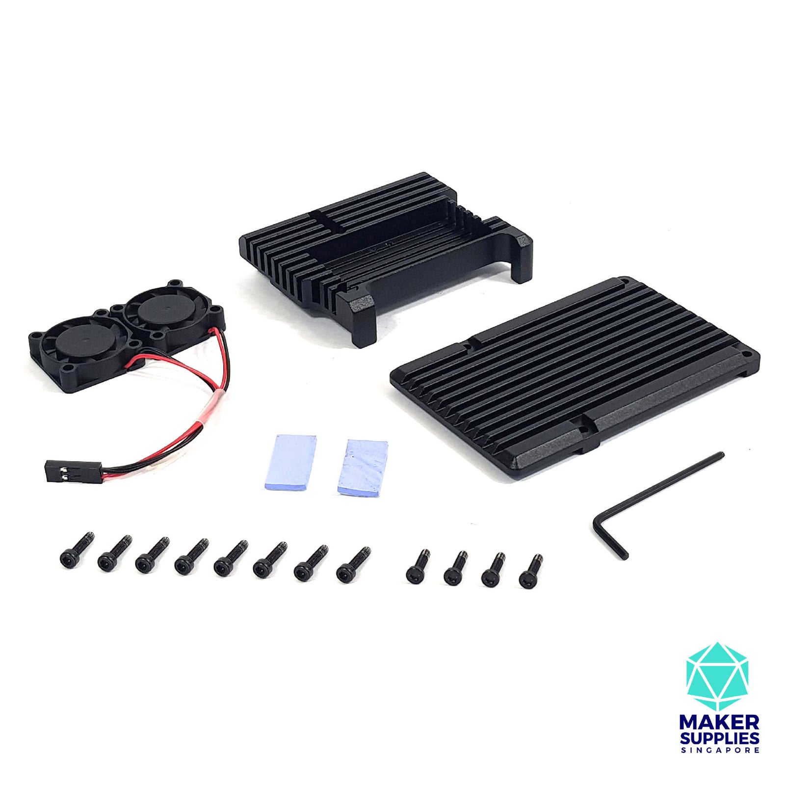 Raspberry Pi 4 Aluminium Casing with Cooling Fans – MakerSupplies Singapore