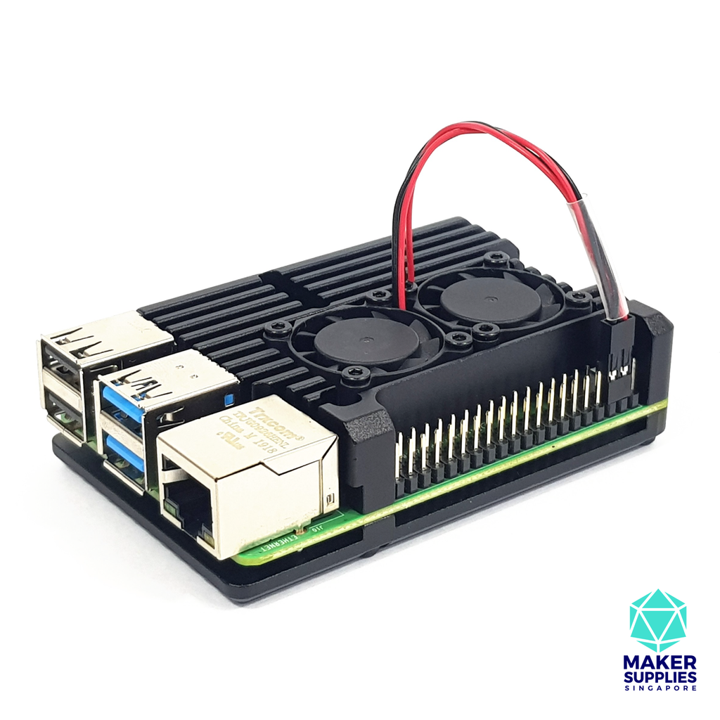 Raspberry Pi 4 Aluminium Casing with Cooling Fans – MakerSupplies Singapore
